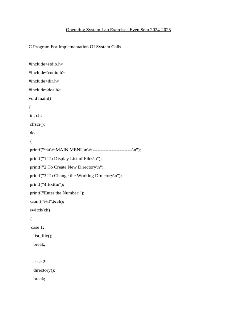 Operating System Lab Exercises Even Sem 2024 | PDF | Computer Libraries ...