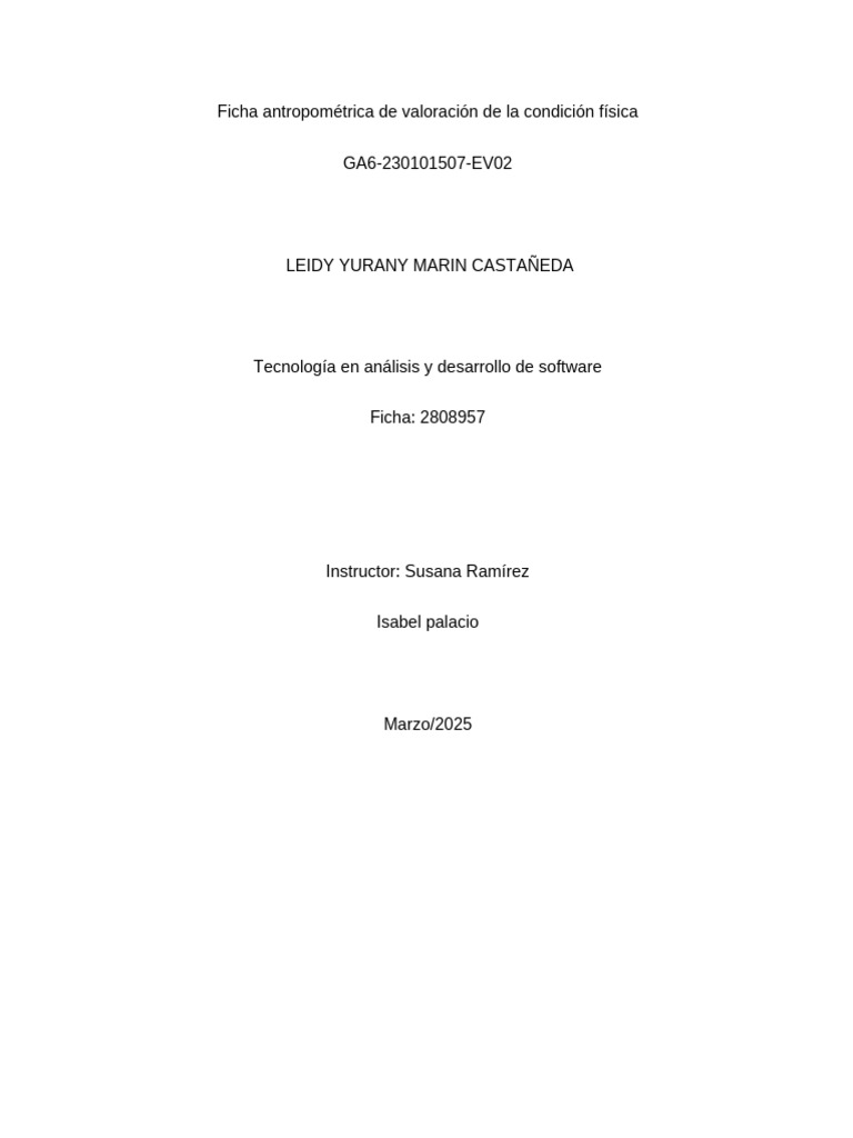 Ficha Antropométrica LEIDY | PDF