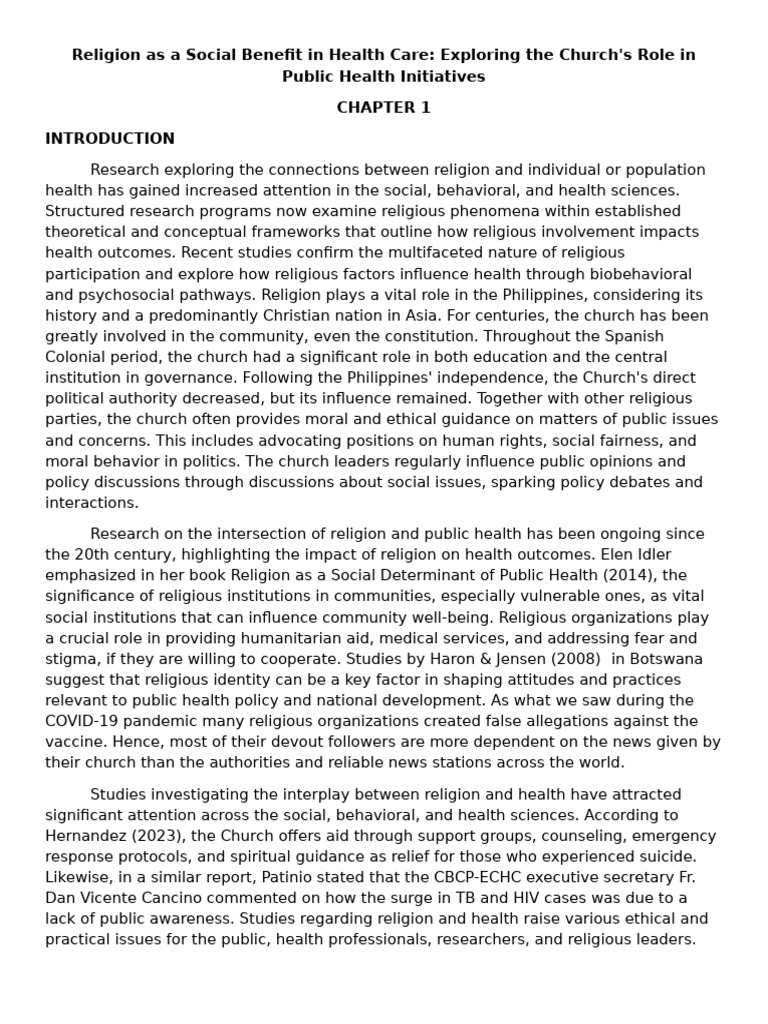 Religion's Role in Health Care Impact | PDF | Public Health | Methodology