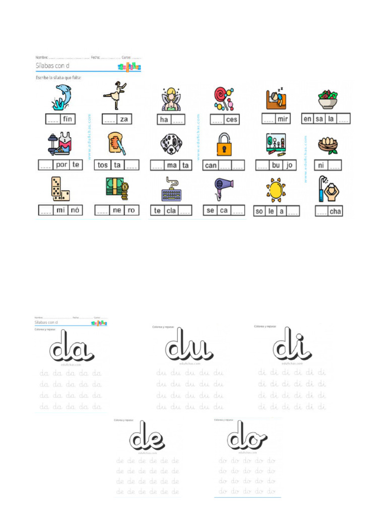 aula virtual comunicacion leo y escribo palabras con D (2) | PDF