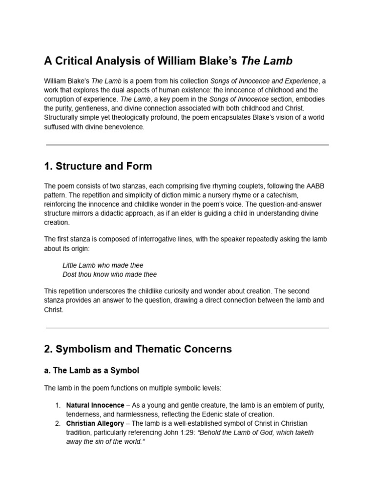 The Lamb, The Tyger, Digging | PDF | Poetry | William Blake