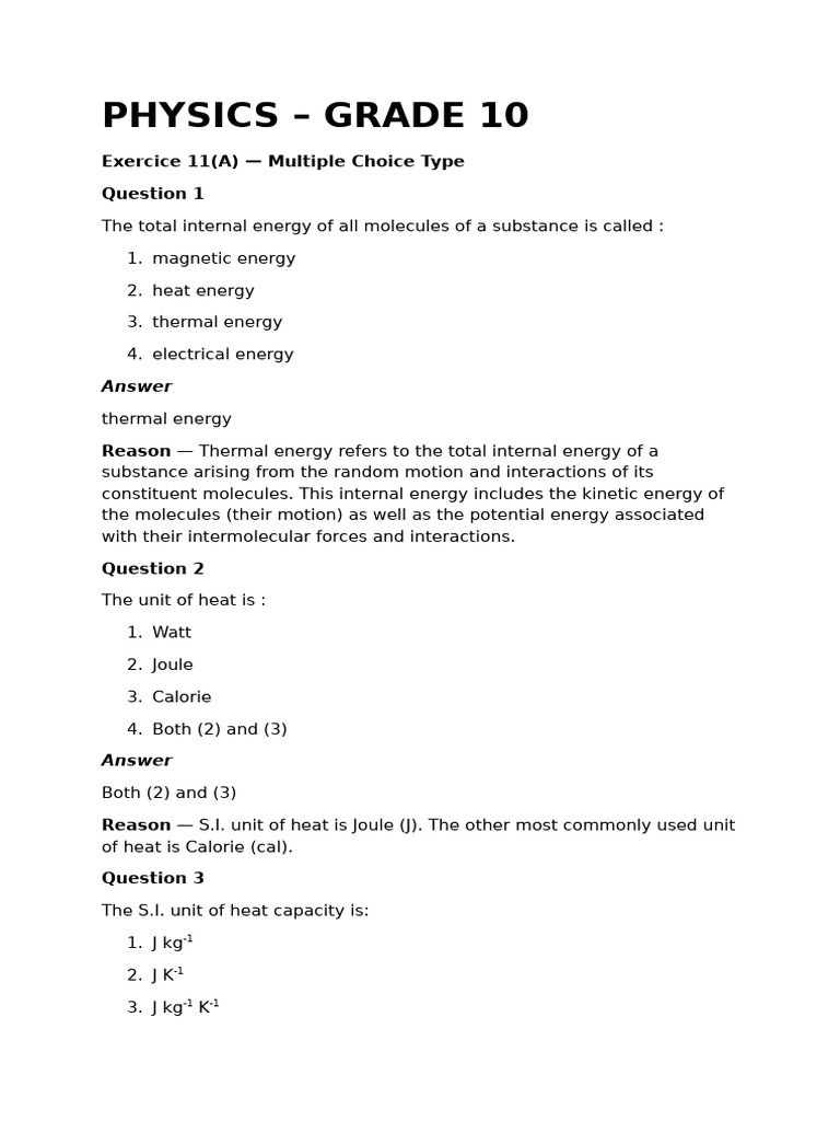 PHY_G10_CH11_exercise | PDF | Boiling | Heat Capacity