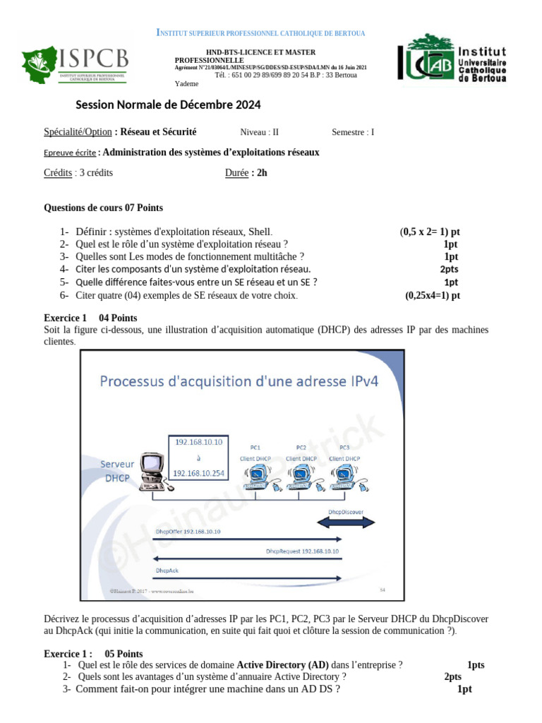 Administration des Systèmes Réseaux - Examen 2024 | PDF | Serveur ...