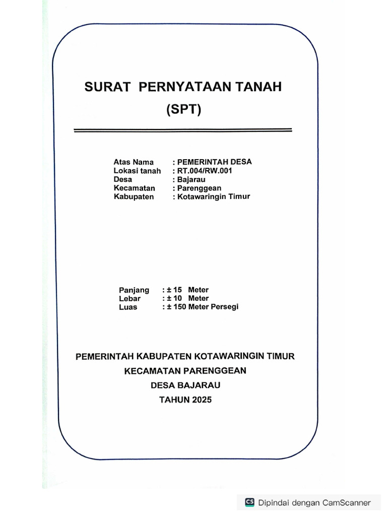 SPT Tanah Desa Bajarau 2025 | PDF