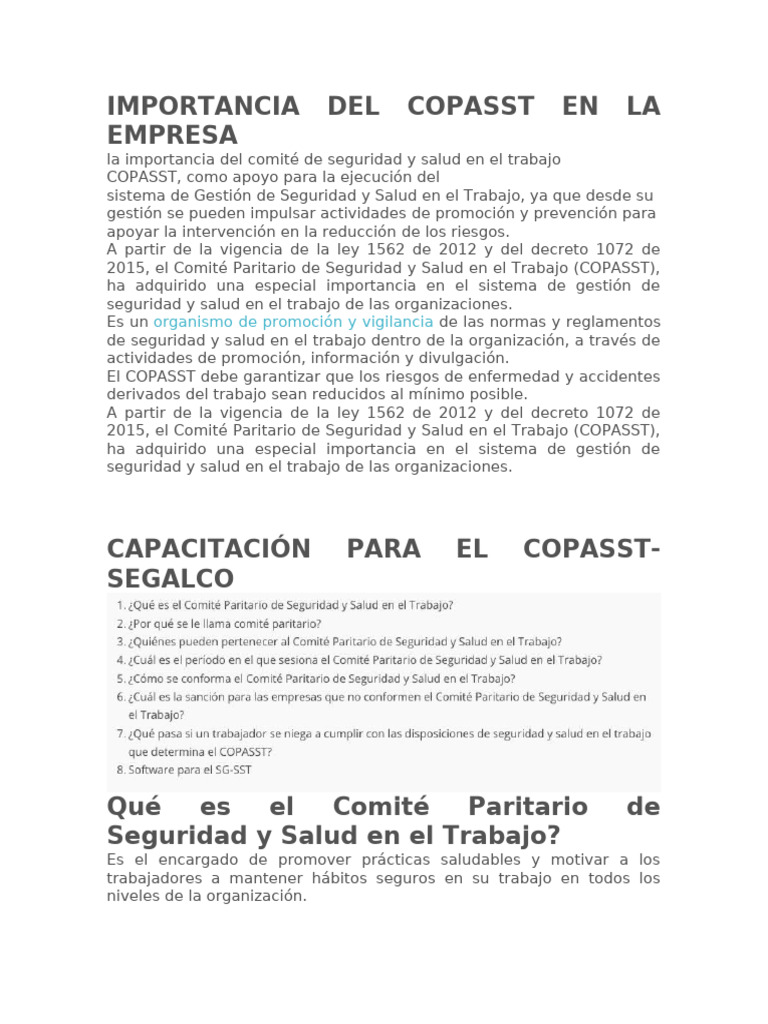 Capacitación para El Copasst | PDF | Valores