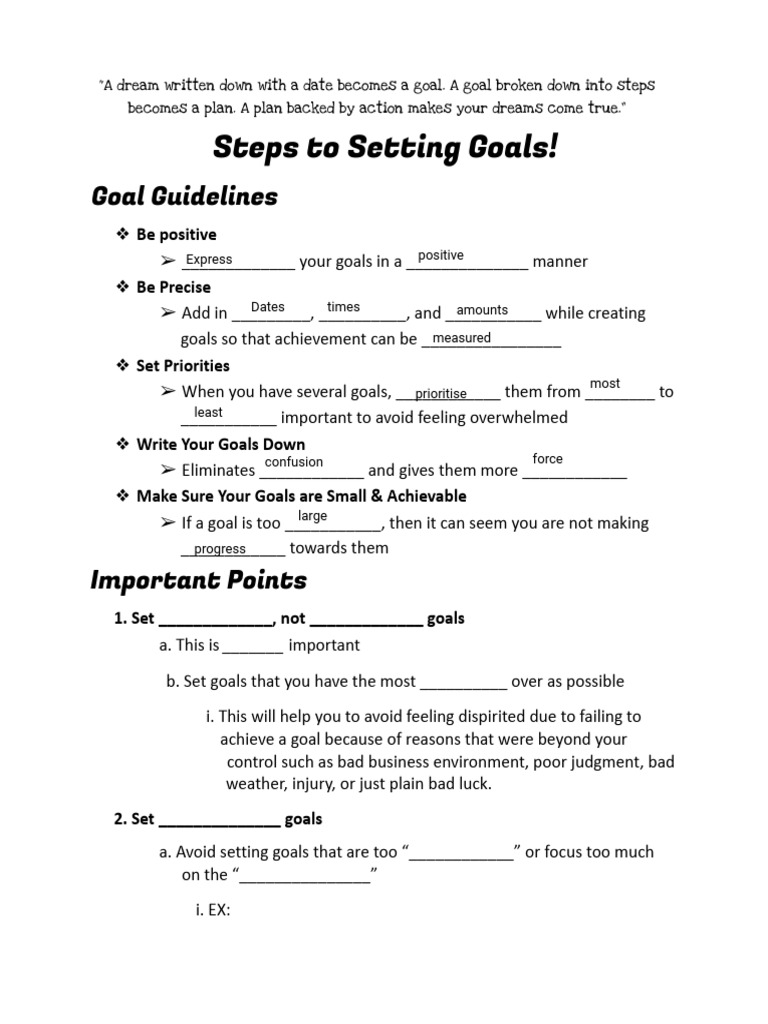 Bruce Deskins - Steps to Goal Setting | PDF | Goal | Behavior Modification