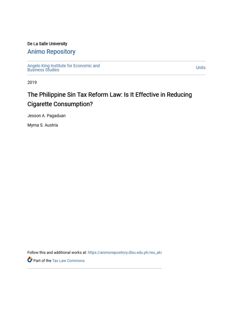 Effectiveness of Philippine Sin Tax Law | PDF | Tobacco Smoking | Addiction