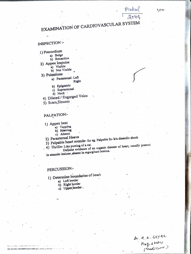 CVS Examination | PDF