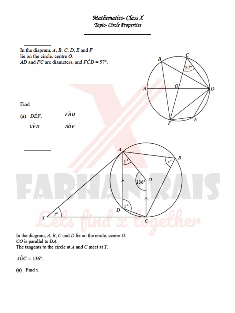 Circle Properties - Past Papers WS | PDF