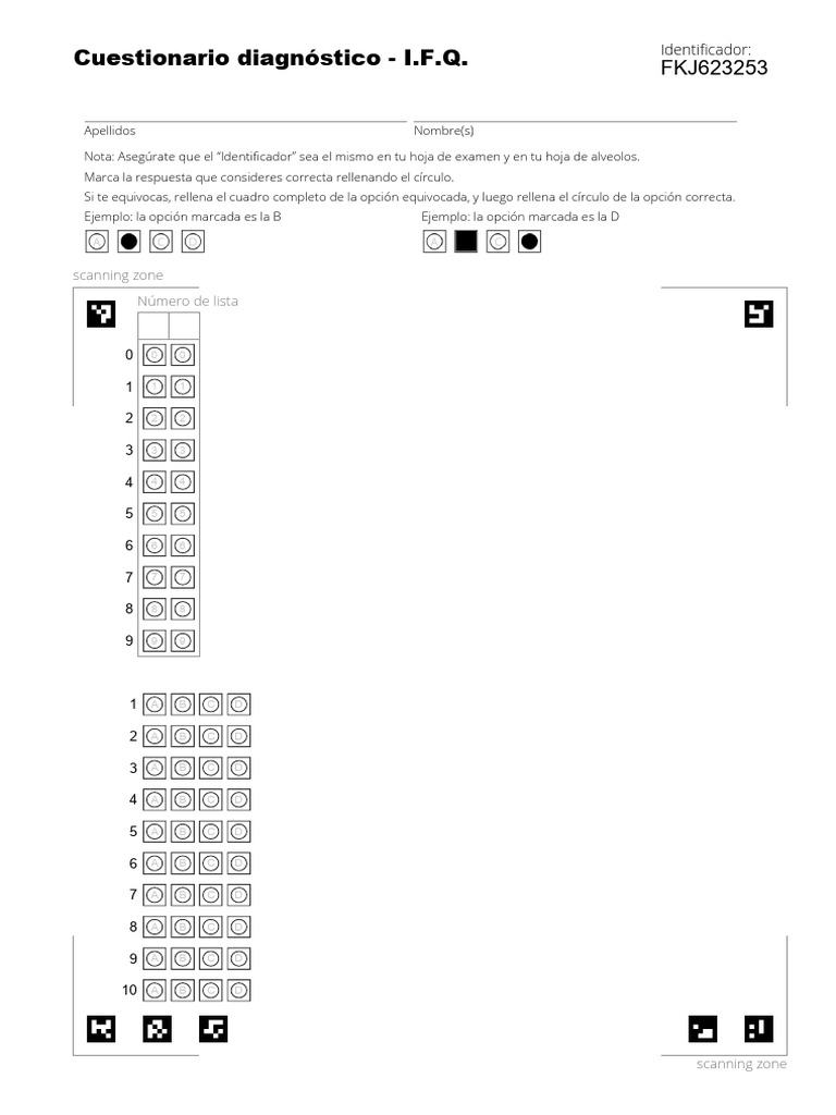Cuestionario Diagnóstico - IFQ - Option Sheet | PDF