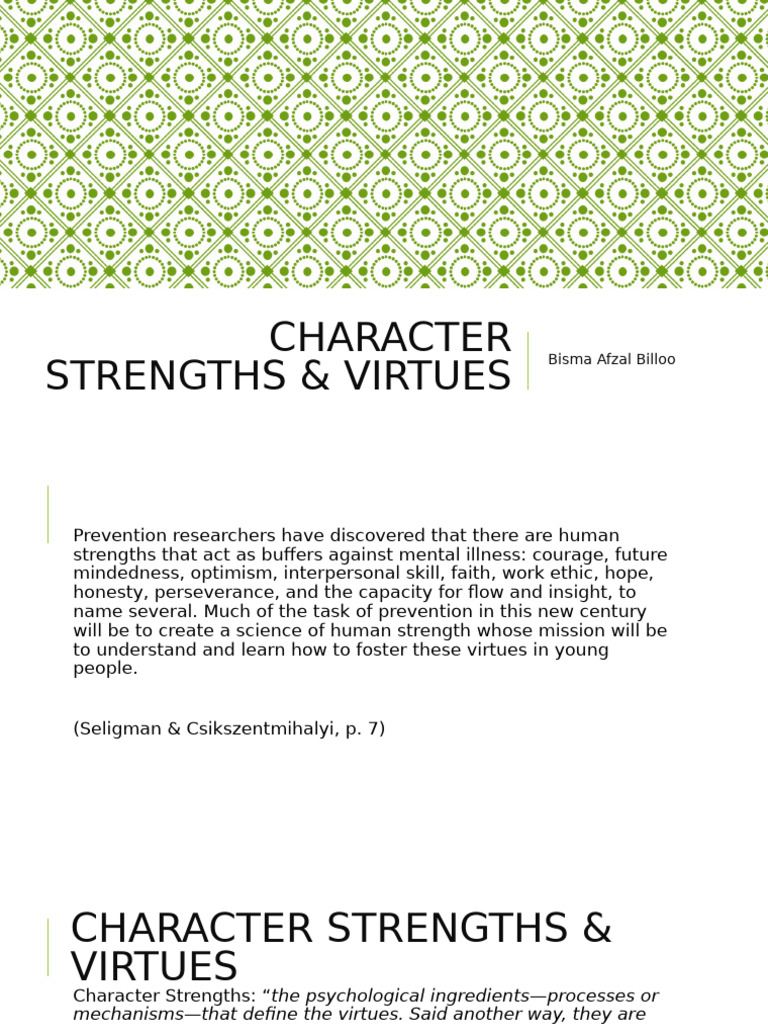Character Strengths Virtues 20022025 124812pm | PDF | Virtue | Courage