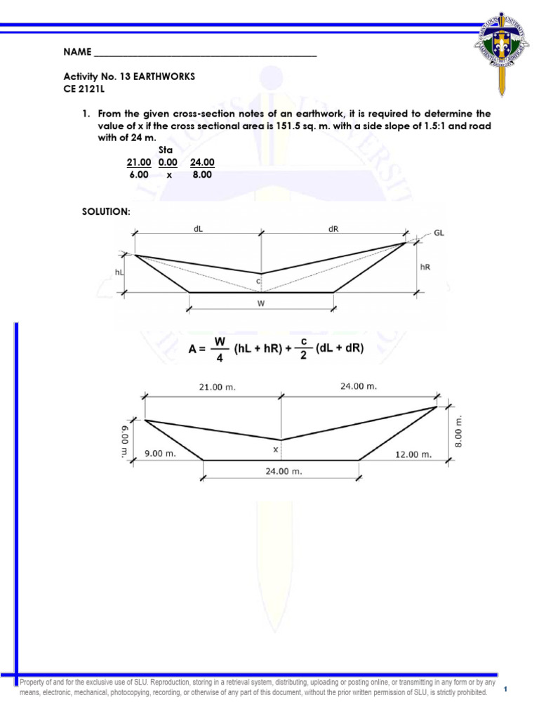 Activity 13 EARTHWORKS PROBLEMS | PDF