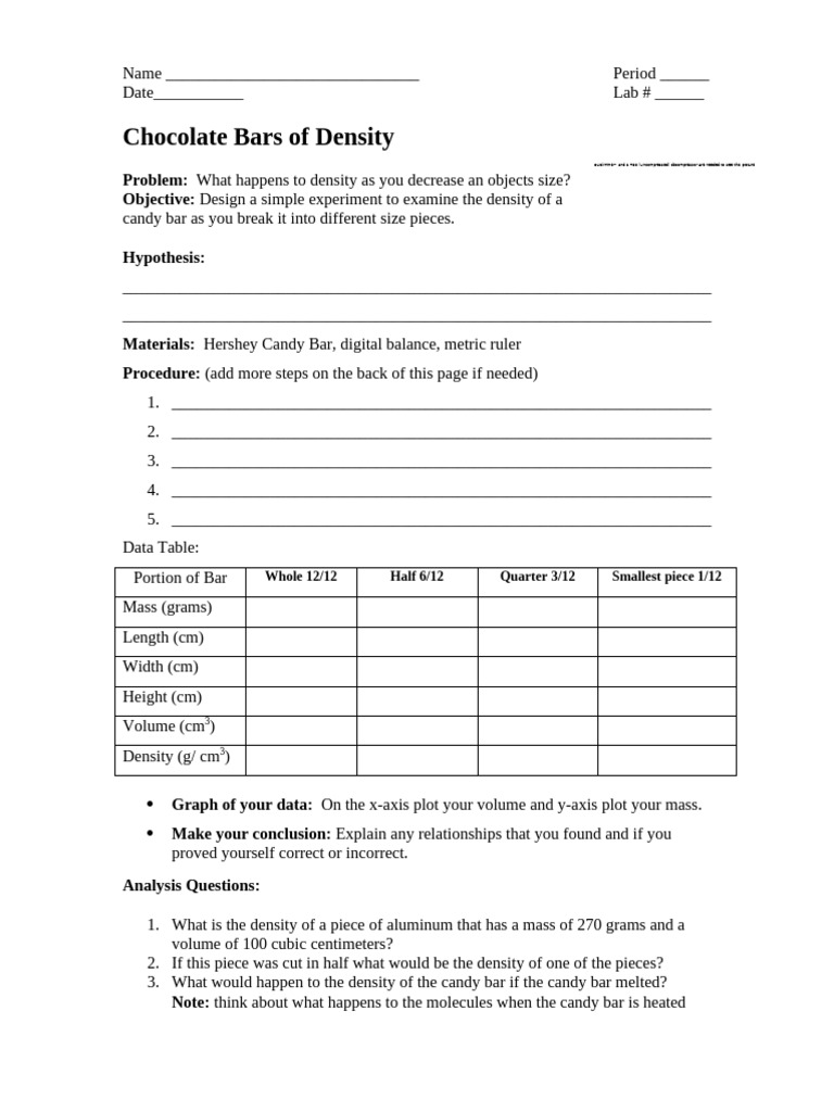 Candy Bar Density | PDF