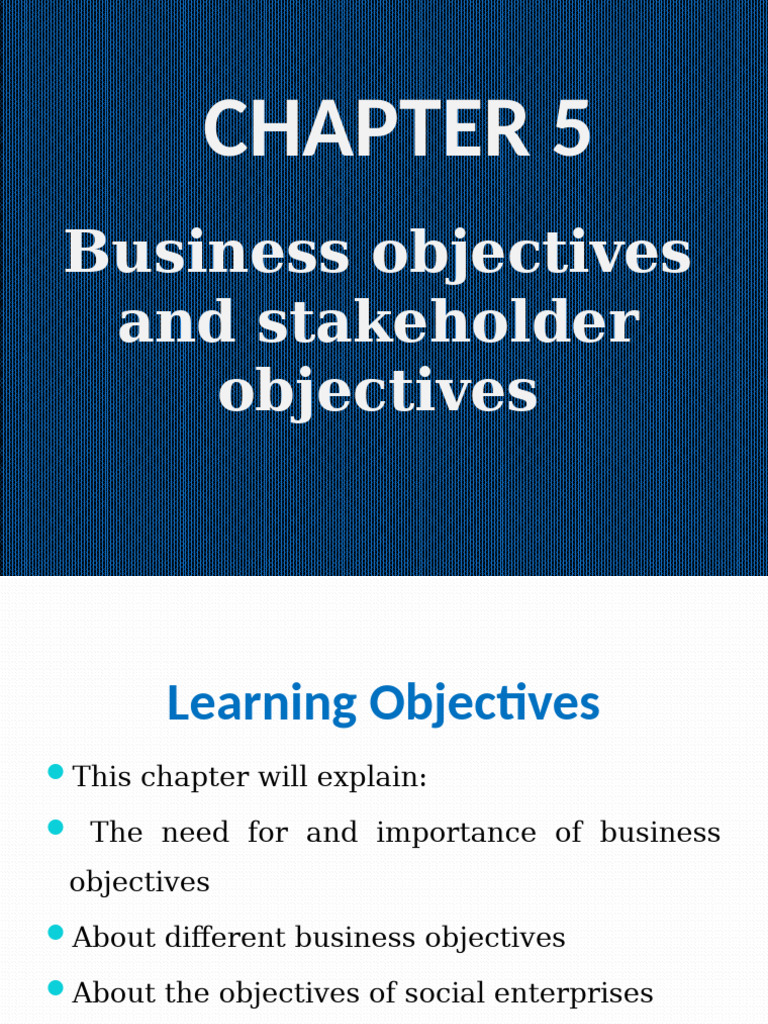 CH 05 Business Objectives and Stakeholder Objectives | PDF | Profit ...