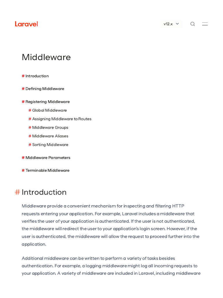 Middleware - Laravel 12.x - The PHP Framework For Web Artisans | PDF | Http Cookie | Computing