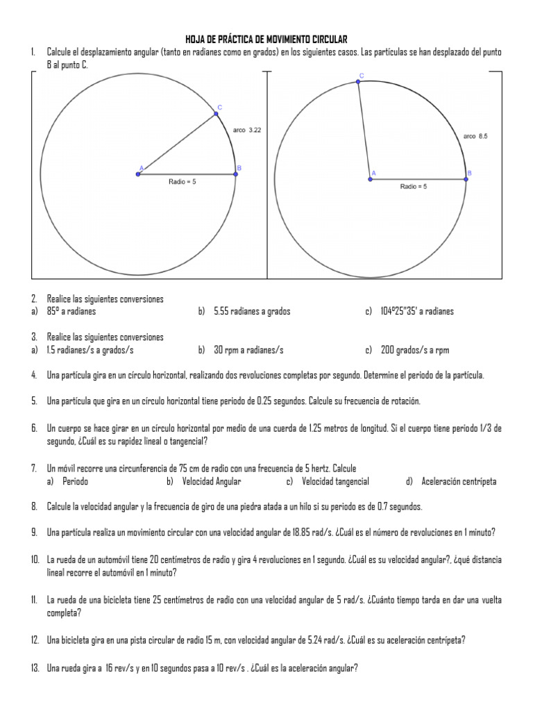 Movimiento Circular Ejercicios | PDF