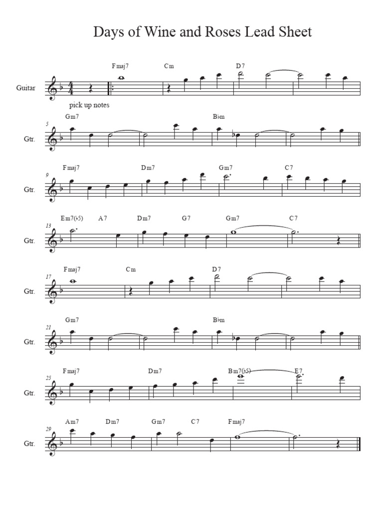 The Days of Wine and Roses - Leadsheet | PDF