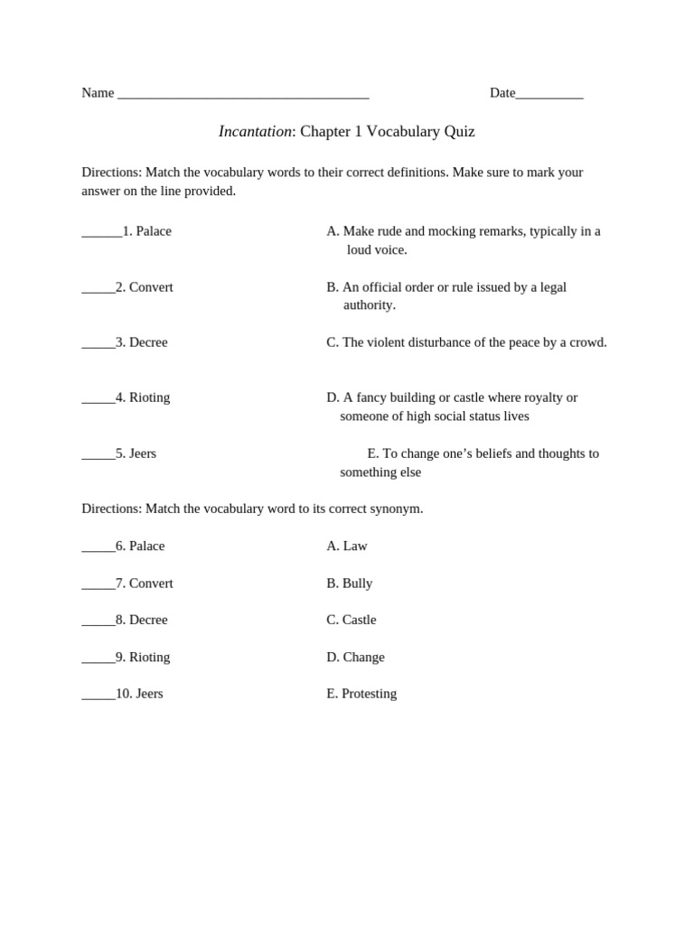 Chapter 1 Vocab. Quiz | PDF | Protest