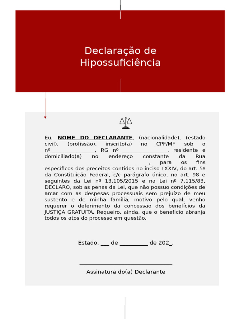 Declara E7 E3o+de+Hipossufici EAncia+-+Vermelho+Marsalla | PDF