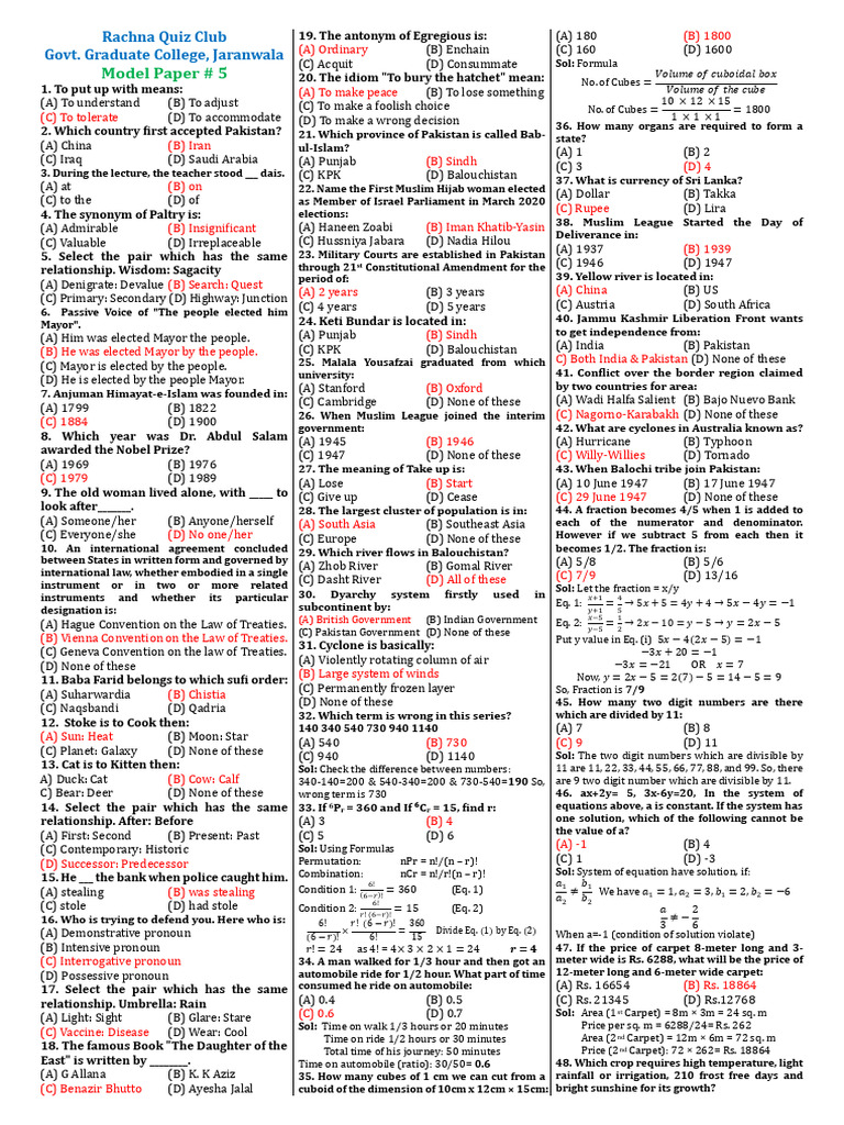 General Knowledge Paper 5 | PDF