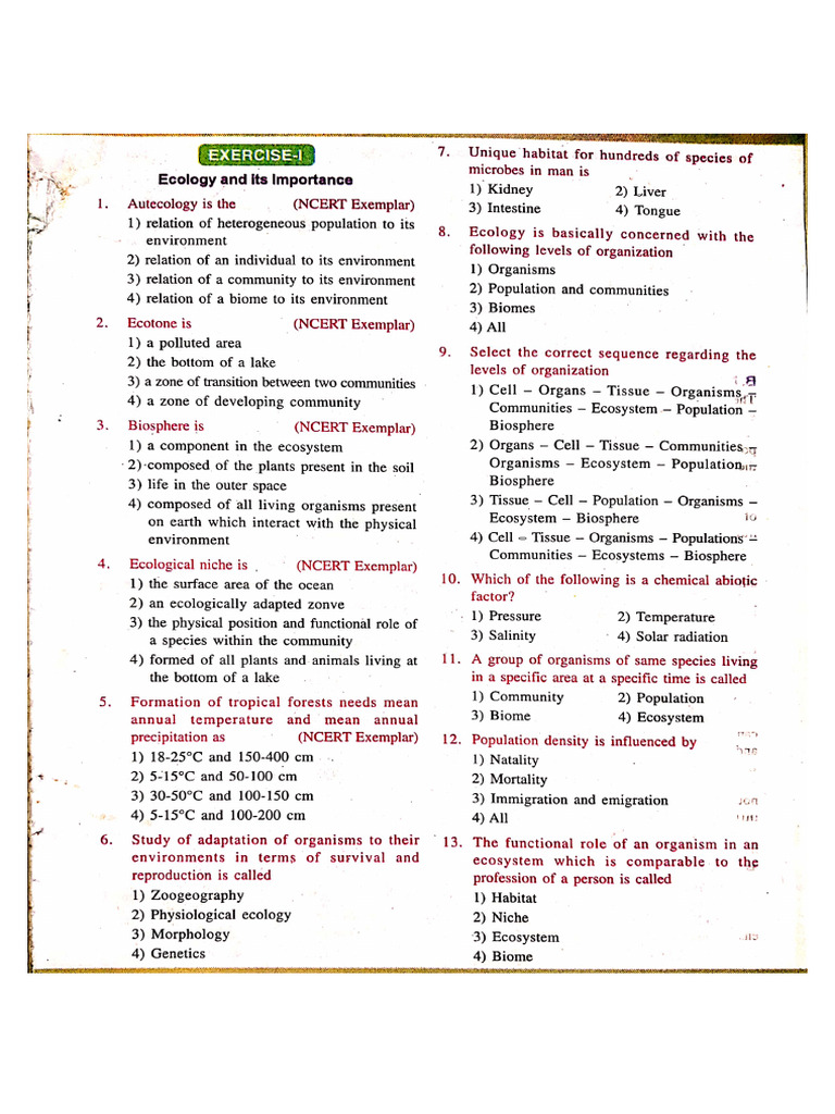 Organisms and Populations Sri Questions Only | PDF
