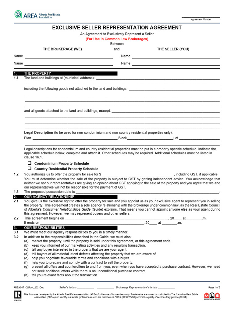 Exclusive Seller Representation Agreement | PDF | Common Law | Private Law