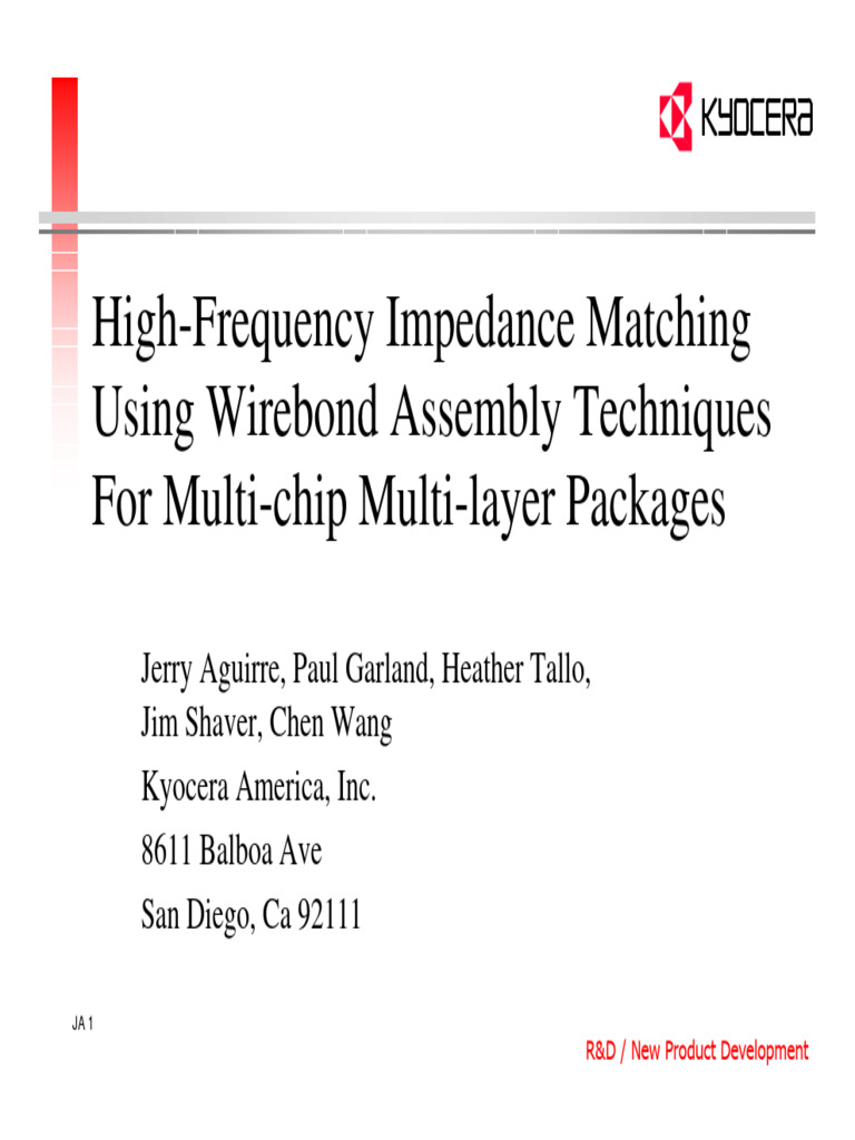 High-Frequency Impedance Matching Using Wirebond Assembly ... | PDF | Materials | Electromagnetism