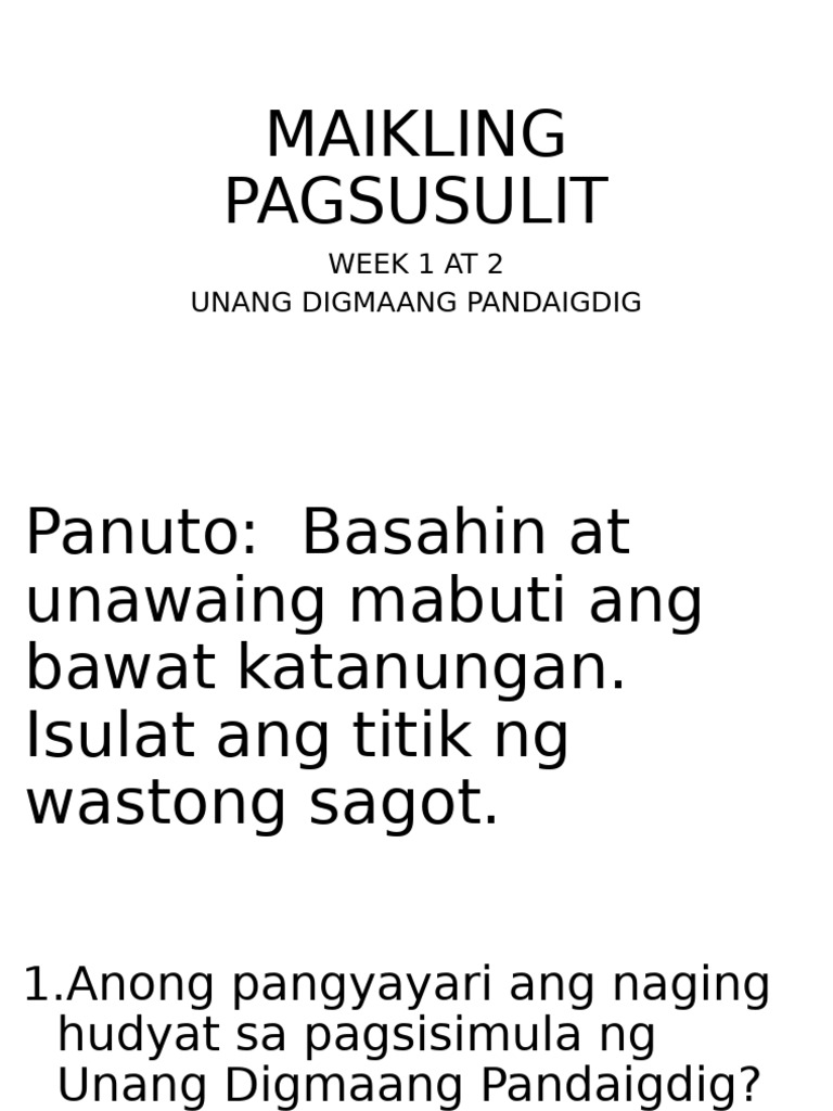 4TH QTR Wwi Lecture & Quiz Week 1 - 2 | PDF