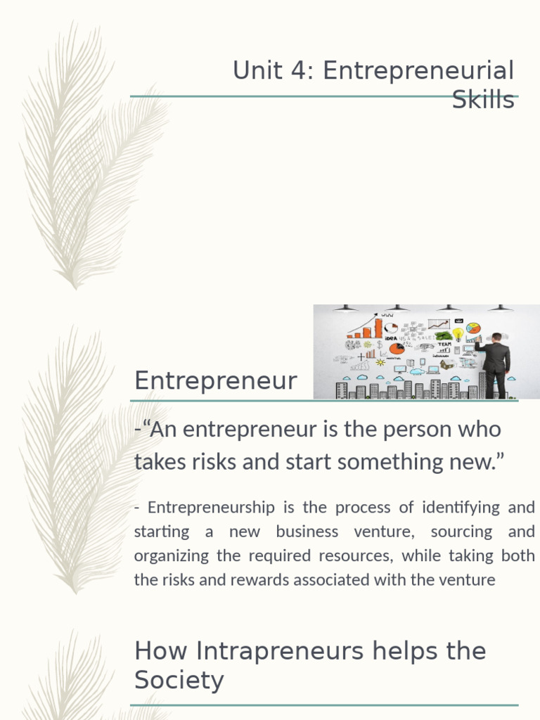 Unit 4: Entrepreneurial Skills | PDF | Entrepreneurship | Business ...