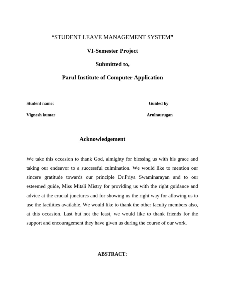 Student Leave Management System | PDF | Use Case | Software