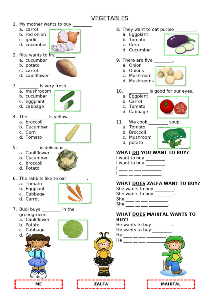 Vegetable Buying Preferences Quiz | PDF | Broccoli | Vegetables