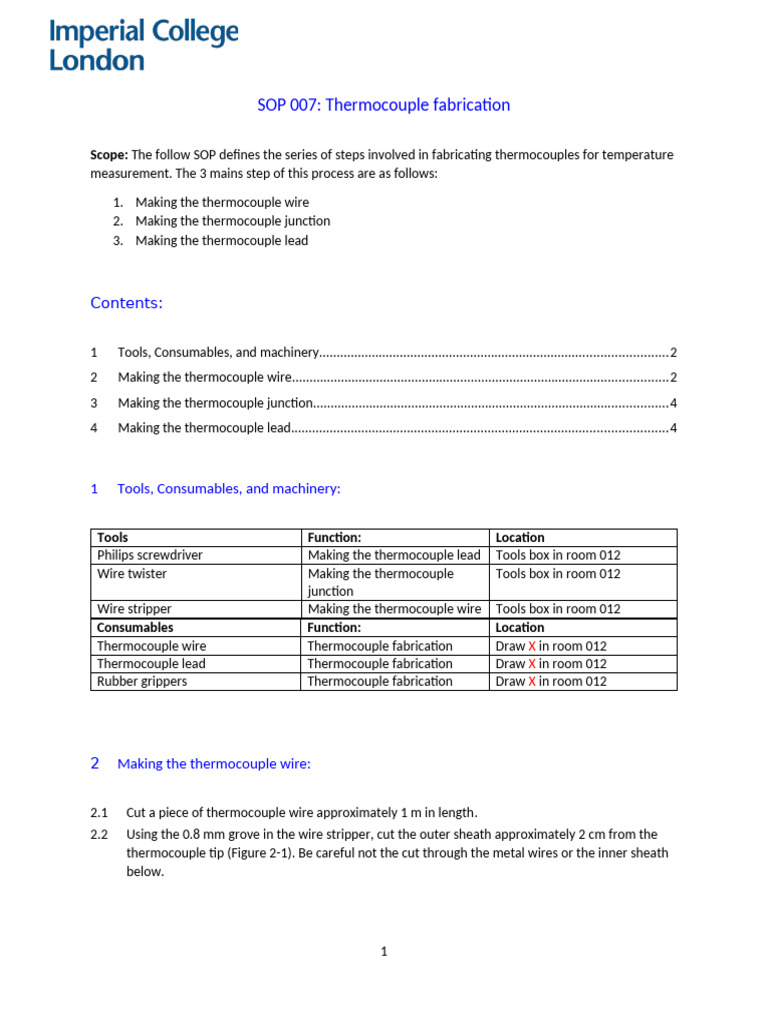 Thermocouple Fabrication Guide | PDF | Thermocouple | Wire