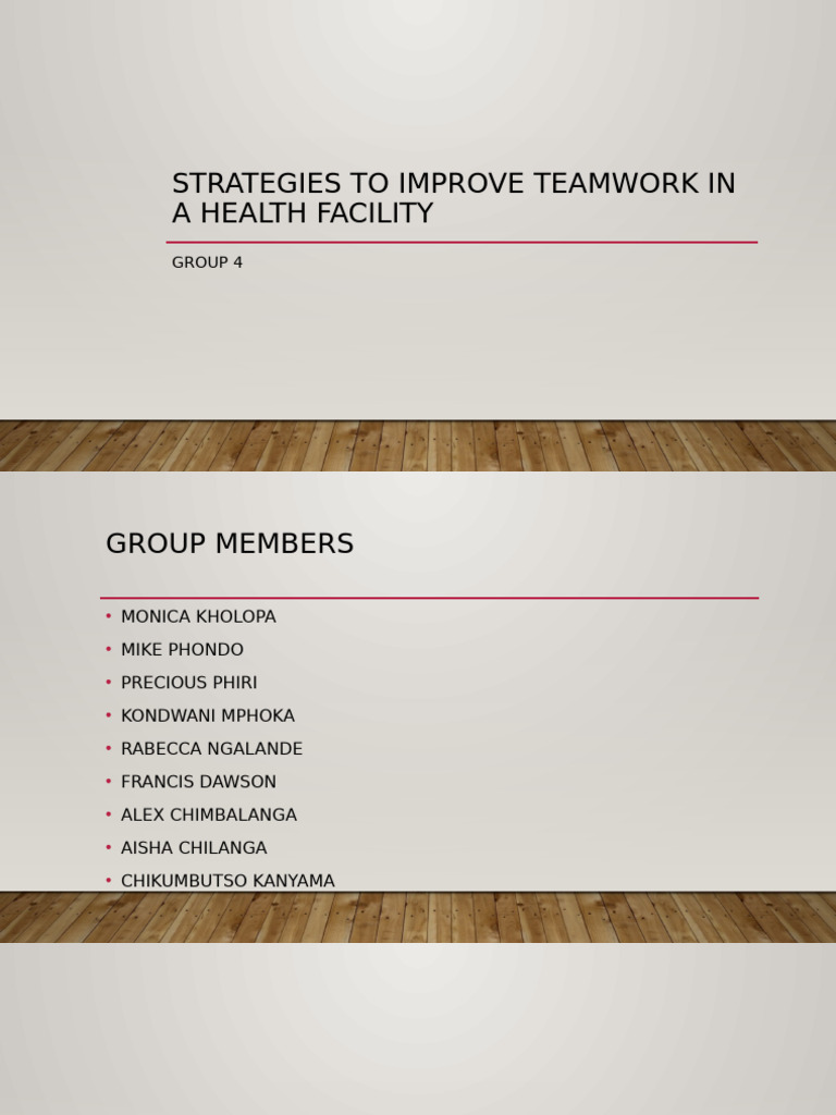 Strategies To Improve Teamwork in A Health Facility - 092109 | PDF