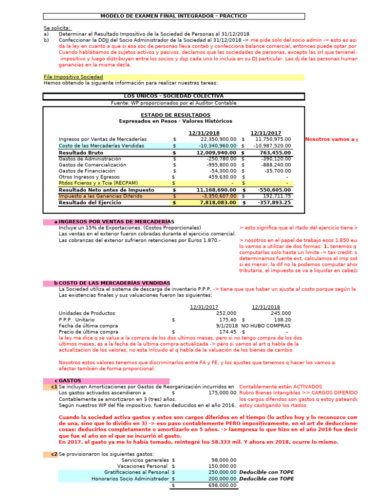 Modelo Integrador de Final | PDF | Estado de resultados | Economía Financiera