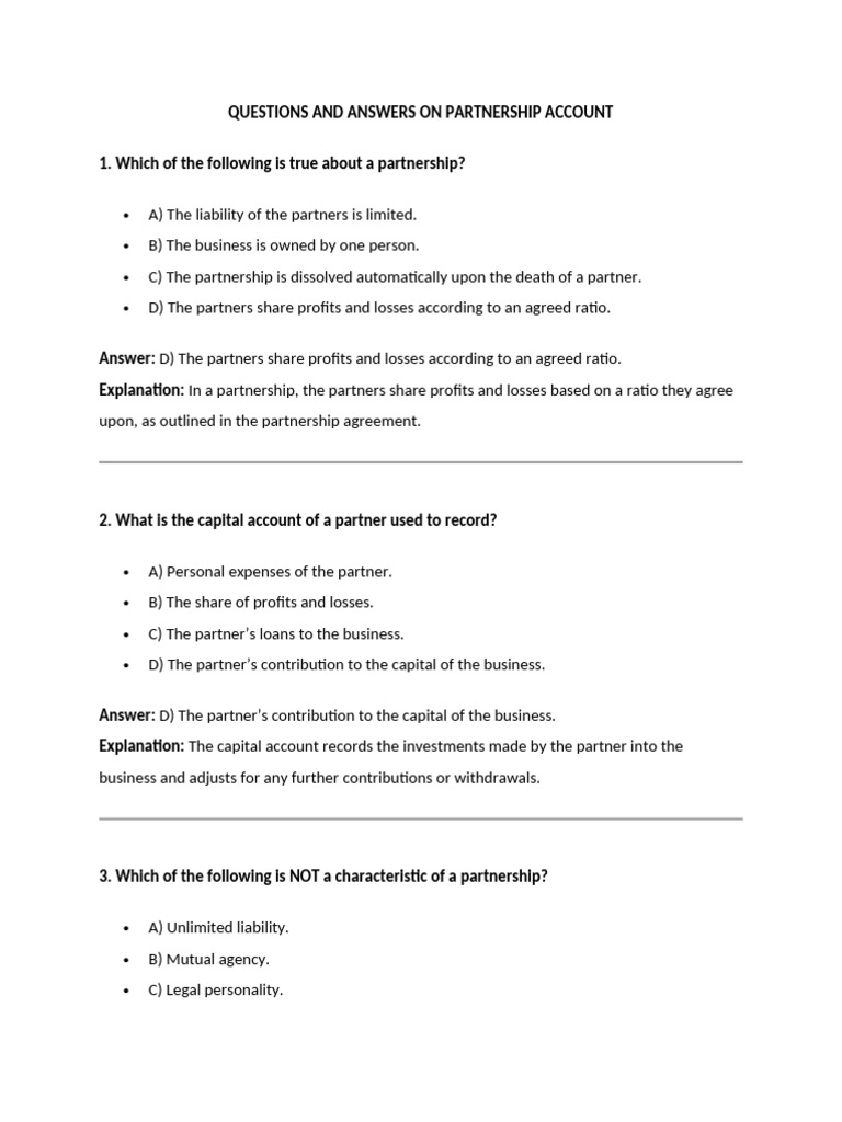 Partnership Accounting Q&A Guide | PDF | Partnership | Goodwill ...