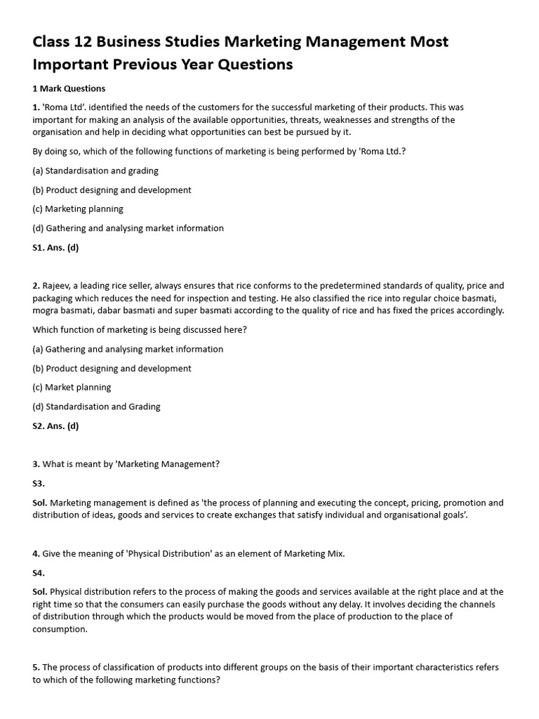 Class-12-Business-Studies-Marketing-Management-Most-Important-Previous ...