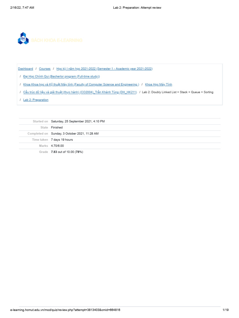 Lab 2 - Preparation - Attempt Review | PDF | Queue (Abstract Data Type ...