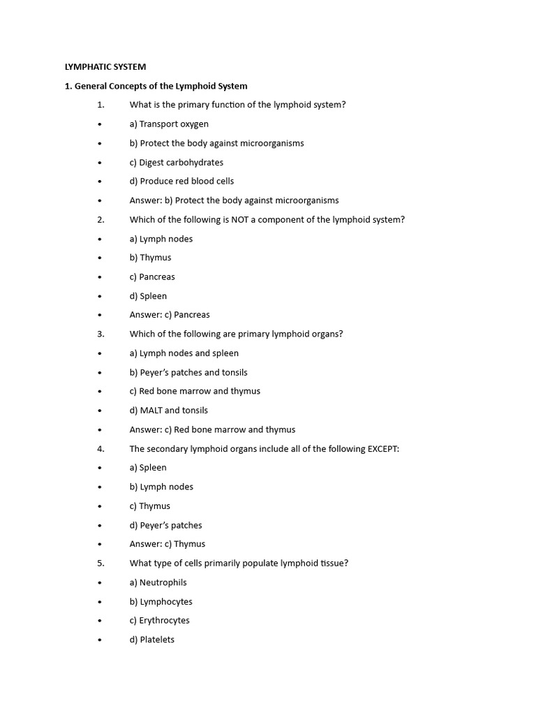 Lymphatic System Mcqs | PDF | Lymphatic System | Lymph Node