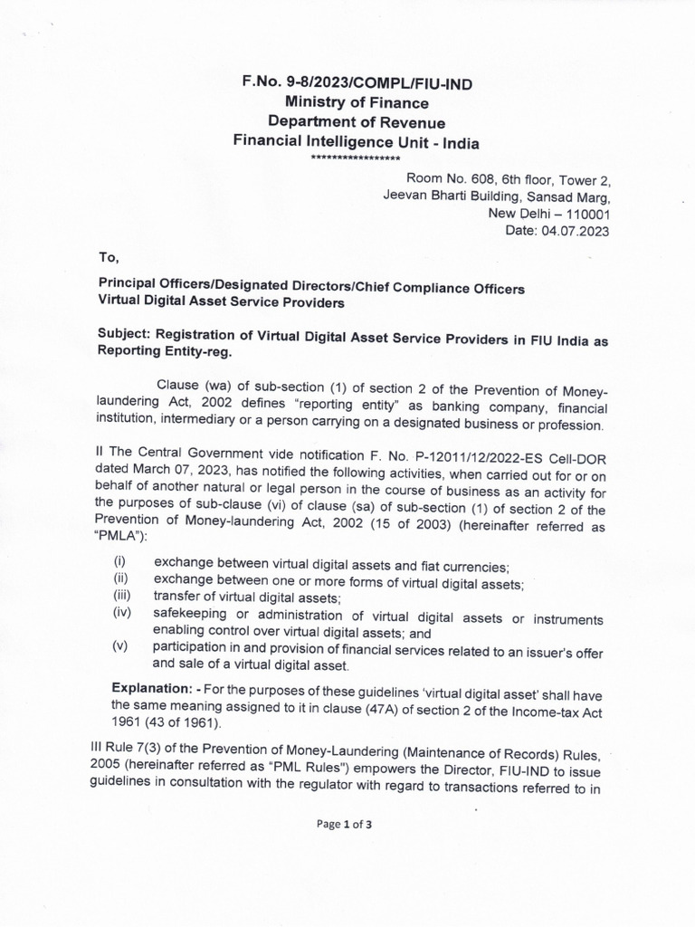 Notification FIU | PDF