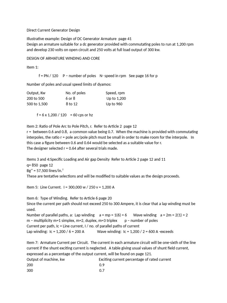 Direct Current Generator Design | PDF | Electric Generator | Electrical ...