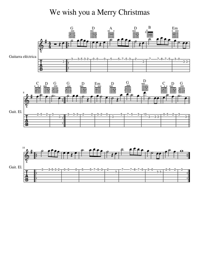 We Wish You A Merry Christmas - Easy Guitar Tutorial | PDF