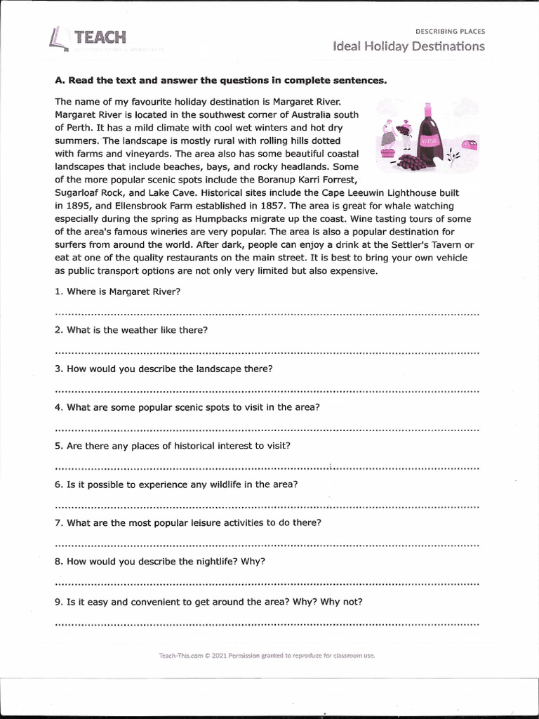 Describing Places Worksheet | PDF