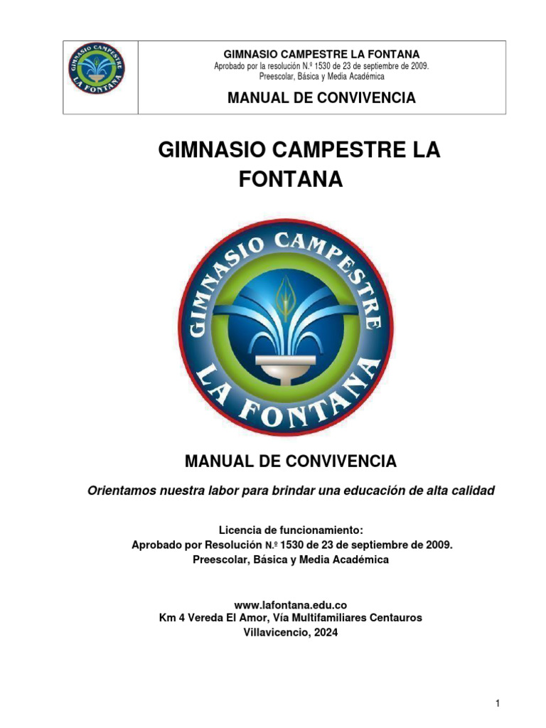 Manual de Convivencia Gcf 2024 (1) | PDF | Educación de la primera infancia | Agresión
