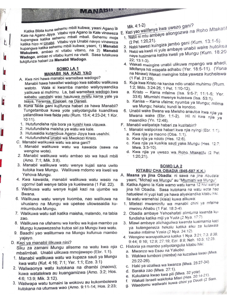 MANABII WADOGO | PDF