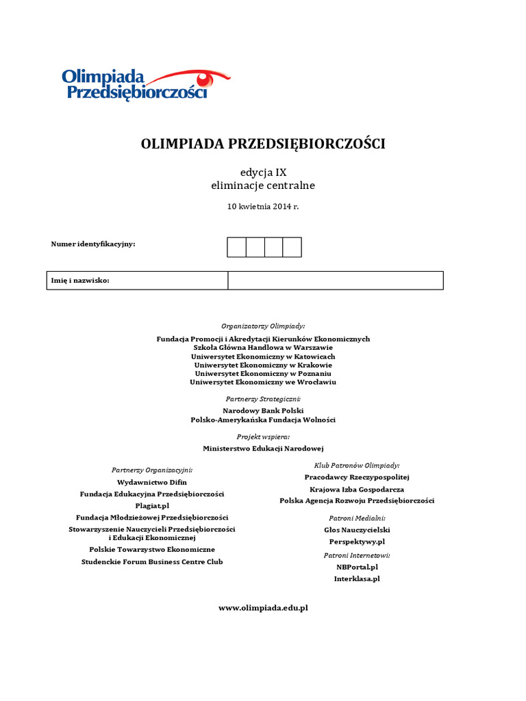 OP9 Centralne Test Bez Klucza | PDF