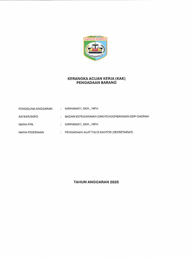 KAK BKPSDMD ATK Sekretariat | PDF