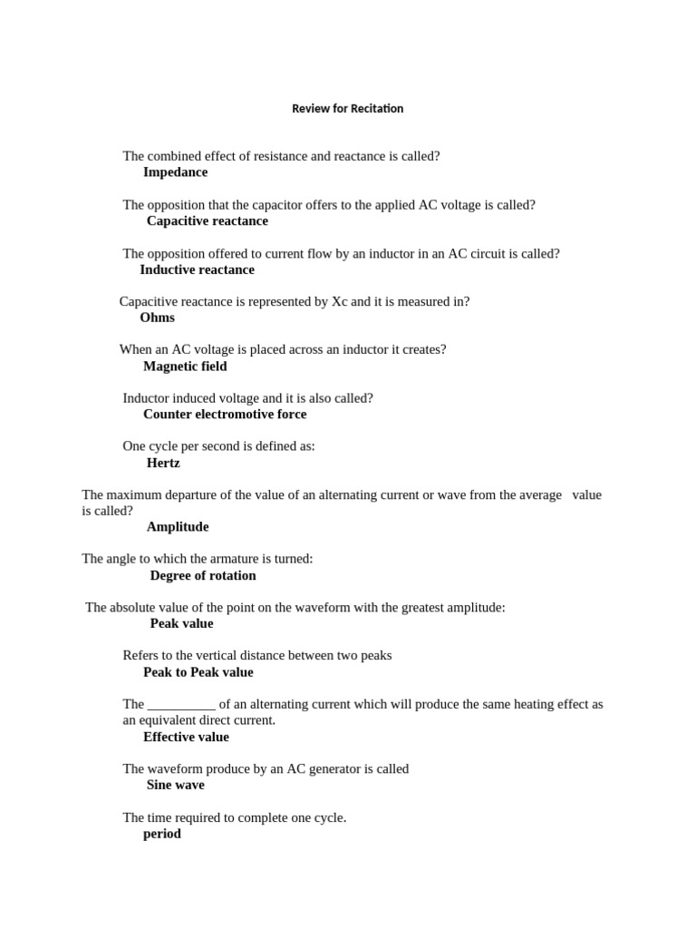 Review For Recitation Electro 1 Midterm | PDF | Series And Parallel ...