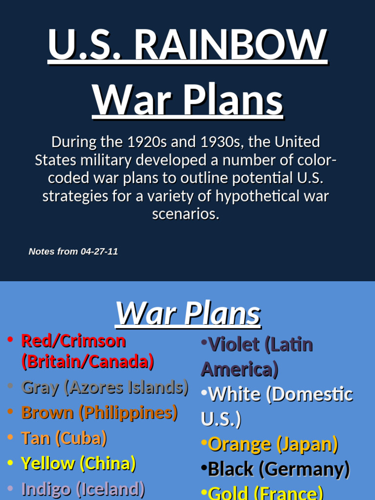 U.S. Military Rainbow War Plans Overview | PDF | Global Politics ...