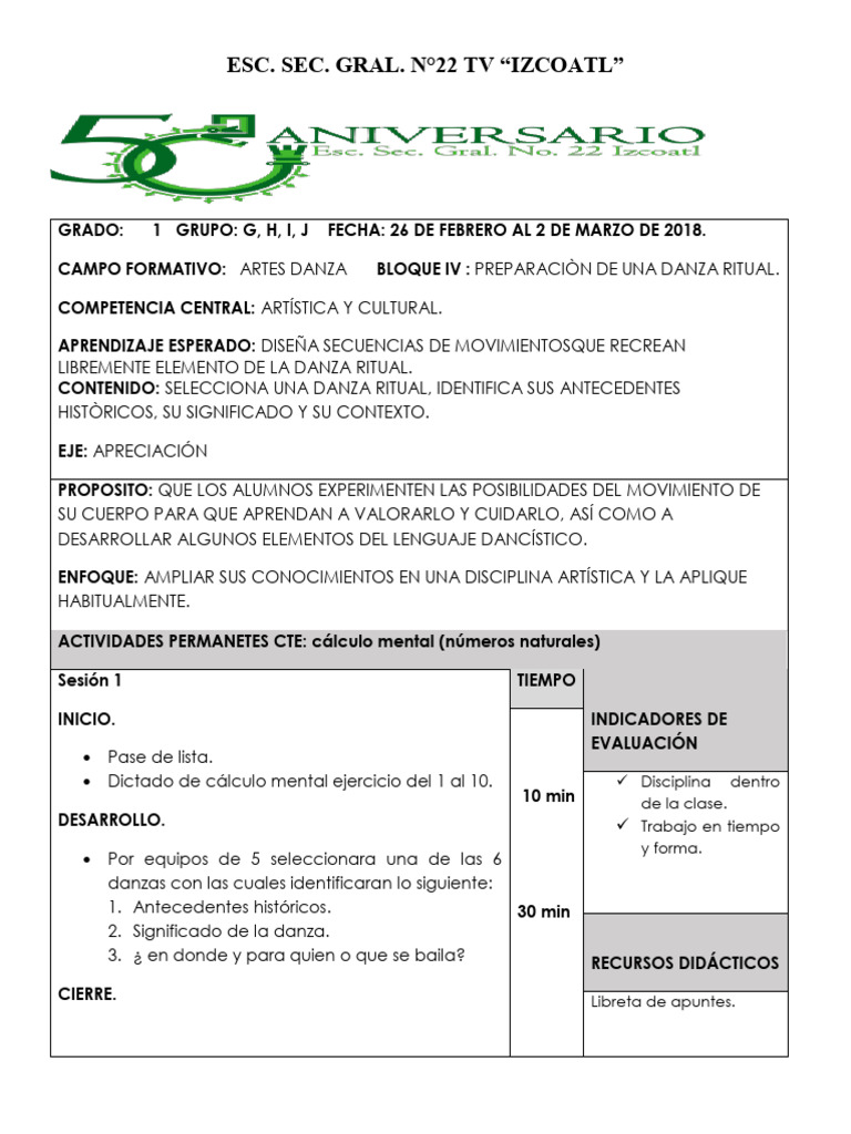 P Art Bloque4 Semana 26 Al 2 Marzo | PDF | Bailes | Aprendizaje