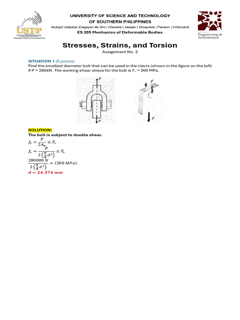 ES205 Assignment2 ANS | PDF | Stress (Mechanics) | Elasticity (Physics)
